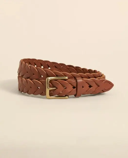 Brooks Brothers S Braided Leather Belt - Brown