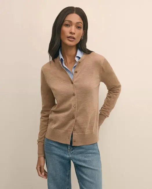 Brooks Brothers Ultimate Merino Twinset Cardigan Sweater | | Small - Camel