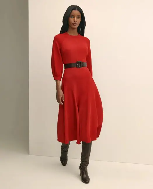 Brooks Brothers Viscose Blend Shirred-sleeve Dress - Red
