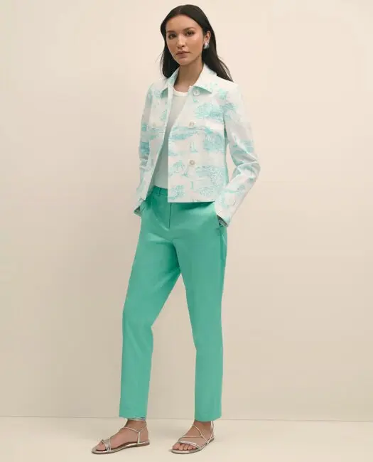 Brooks Brothers S Cotton Sateen Slim Pants - Turquoise