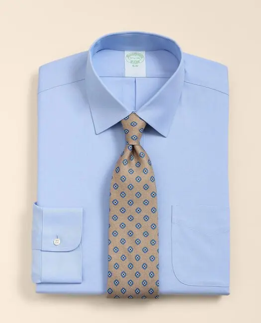 Brooks Brothers Explorer Collection Non-iron Twill Ainsley Collar, Dress Shirt - Hydrangea