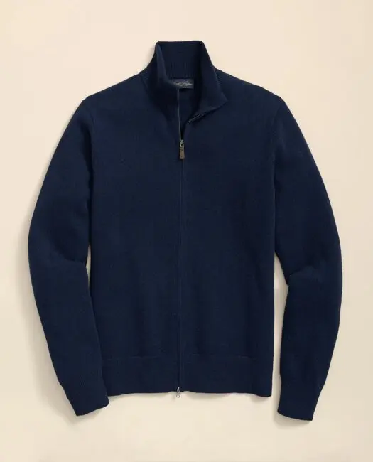 Brooks Brothers 3-ply Cashmere Full-zip Cardigan Sweater - Blue