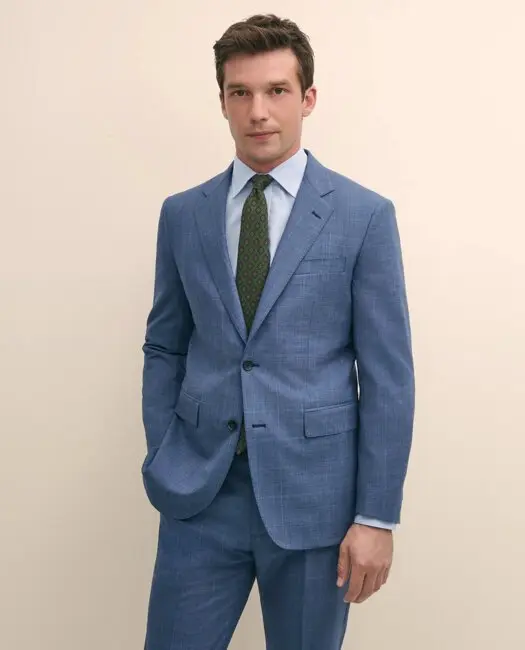 Brooks Brothers Slim Fit Wool Check 1818 Suit - Blue