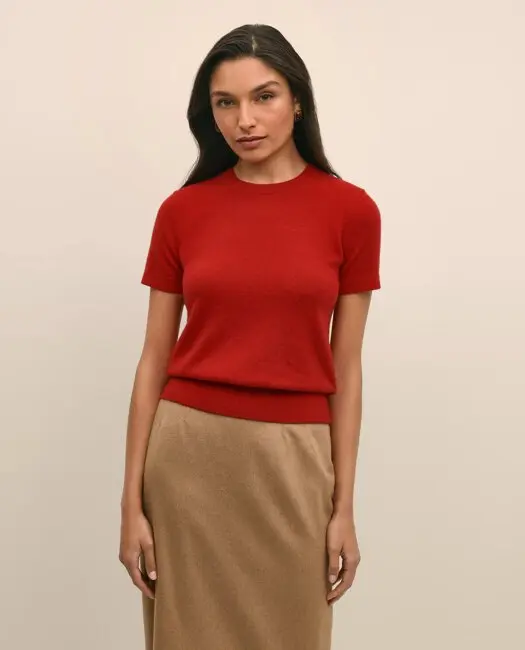Brooks Brothers Cashmere Short-sleeve Shell Sweater - Red