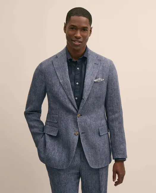 Brooks Brothers Classic Fit Linen Twill Suit Jacket - Denim