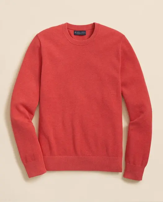 Brooks Brothers Supima Cotton Pique Crewneck Sweater - Red
