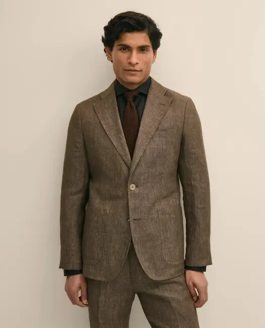 Brooks Brothers S Slim Fit Linen Suit Jacket - Brown