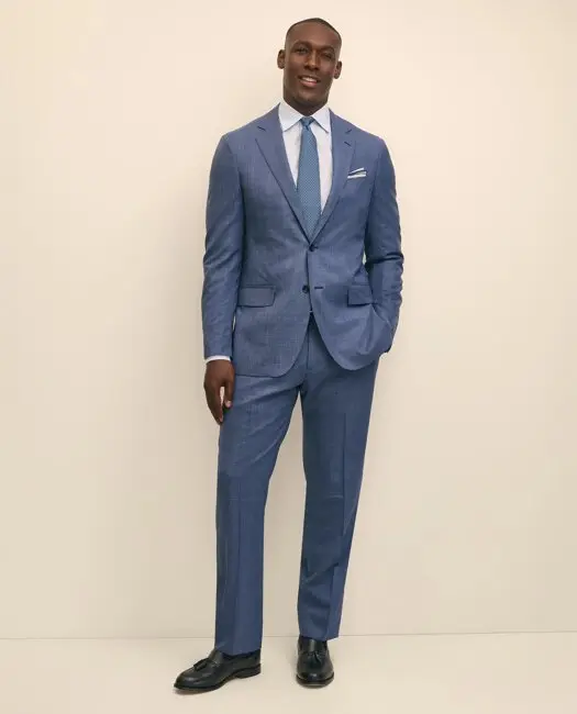 Brooks Brothers Traditional Fit Wool Check 1818 Suit - Blue