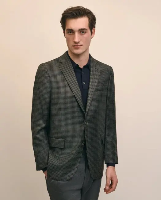 Brooks Brothers Classic Fit Wool Gingham Sport Coat - Green