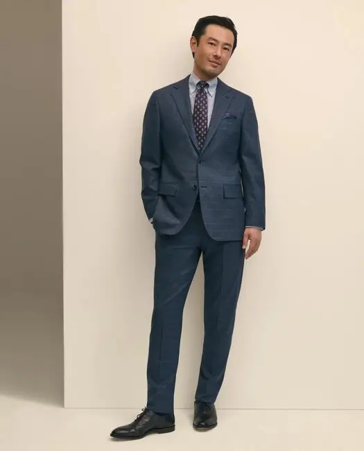 Brooks Brothers Explorer Collection Slim-fit Wool Overcheck Suit Pants - Grey