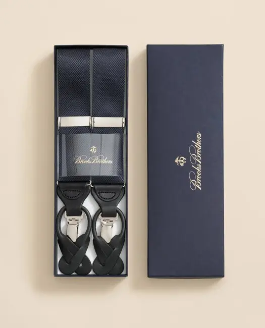 Brooks Brothers Solid Pique Suspenders Shoes - Navy