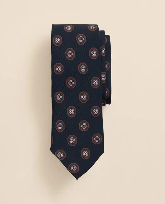 Brooks Brothers Silk Geometric Neck Tie - Navy