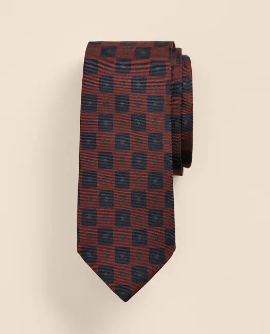 Brooks Brothers Silk Geometric Neck Tie - Orange
