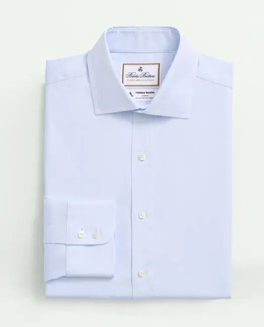 Brooks Brothers S X Thomas Mason Cotton Pinpoint Oxford English Collar Dress Shirt - Light Blue