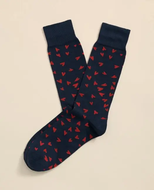 Brooks Brothers Cotton-blend Heart Socks - Navy/red