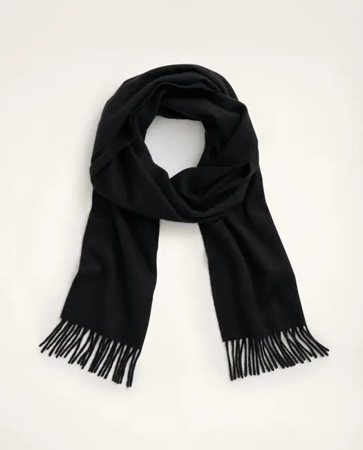 Brooks Brothers S Cashmere Fringed Scarf - Black