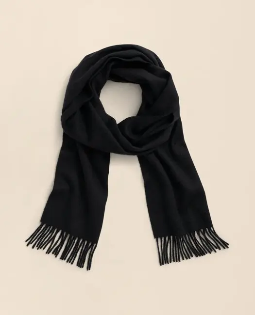 Brooks Brothers Cashmere Fringed Scarf - Black