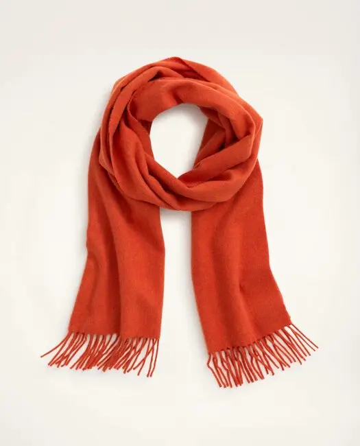 Brooks Brothers S Cashmere Fringed Scarf - Orange