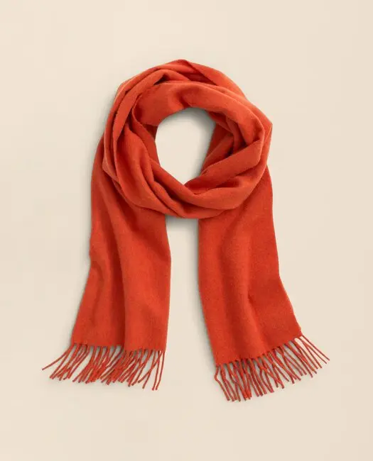 Brooks Brothers Cashmere Fringed Scarf - Orange