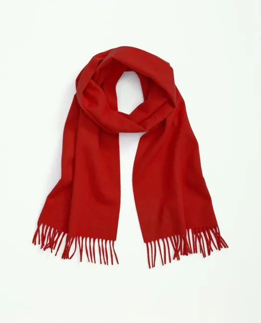 Brooks Brothers S Cashmere Fringed Scarf - Red