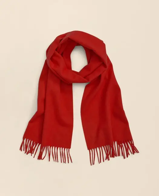 Brooks Brothers Cashmere Fringed Scarf - Red