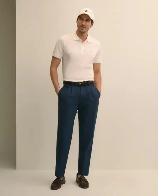 Brooks Brothers The Pleated Linen-cotton Pants - Navy