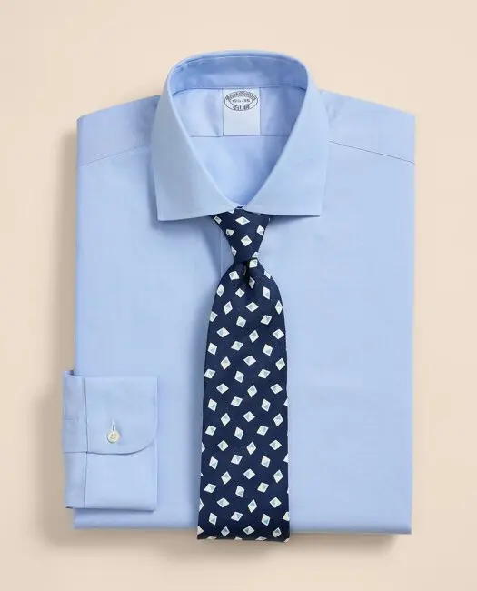 Brooks Brothers Stretch Supima Cotton Non-iron Royal Oxford English Spread Collar Dress Shirt - Hydrangea