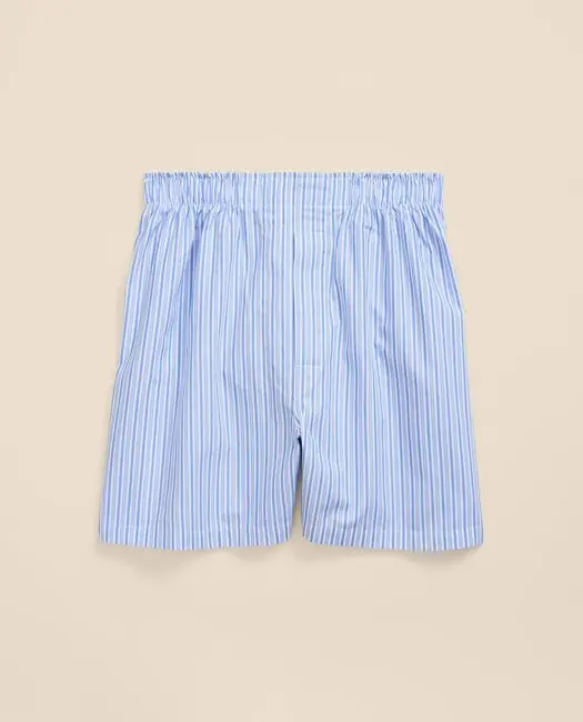 Brooks Brothers Cotton Broadcloth Striped Boxers - Blue