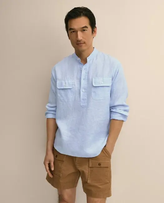 Brooks Brothers Irish Linen Popover Shirt - Hydrangea