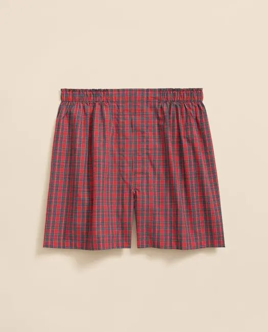 Brooks Brothers Cotton Broadcloth Royal Stewart Tartan Boxers - Red