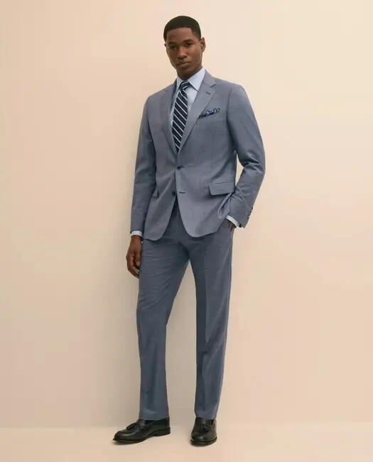 Brooks Brothers S Classic Fit Wool Mini-houndstooth 1818 Suit - Blue