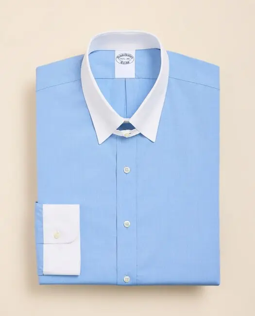 Brooks Brothers Pure Supima Cotton Regular-finish Tab Collar, Dress Shirt - Blue