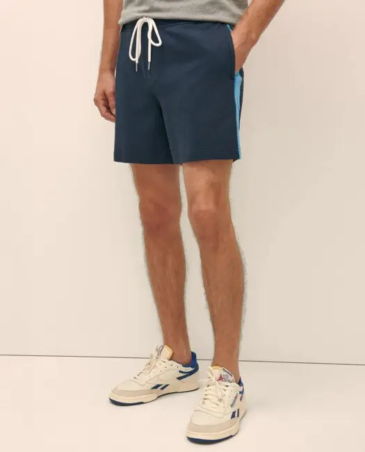 Brooks Brothers Double Faced Cotton Blend Pique Shorts - Navy
