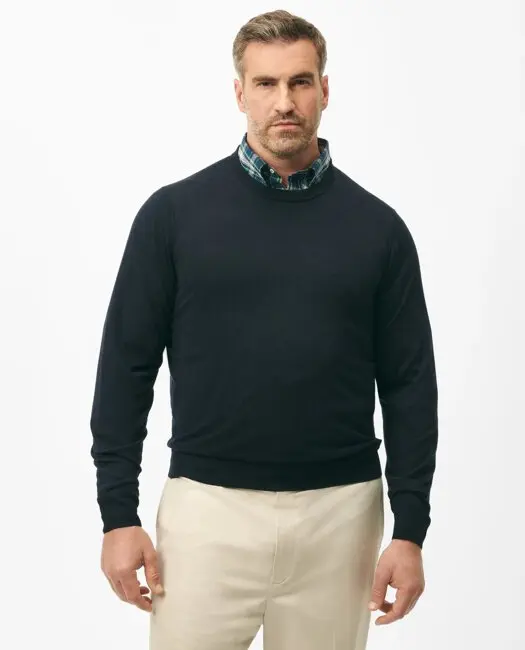 Brooks Brothers S Big & Tall Ultimate Merino Wool Crewneck Sweater - Navy