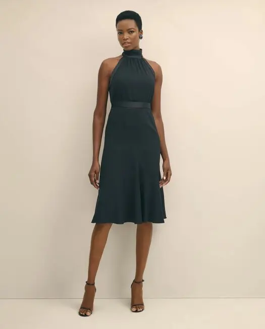 Brooks Brothers Crepe Halterneck Dress - Black