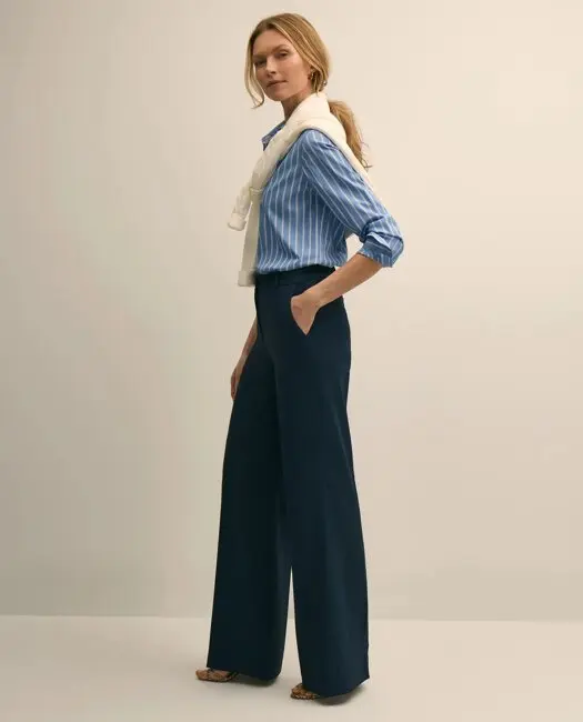 Brooks Brothers S Crepe Wide-leg Pants - Navy
