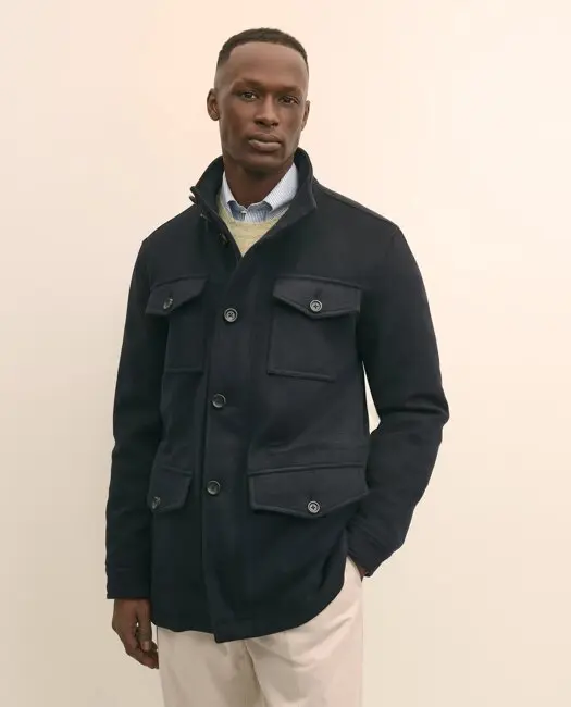 Brooks Brothers S Wool Field Jacket - Navy