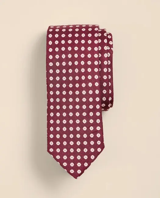 Brooks Brothers S Silk-linen Flower Tie - Medium Red
