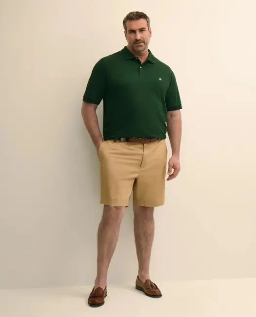 Brooks Brothers Big & Tall 9" Stretch Supima Cotton Poplin Shorts - Beige