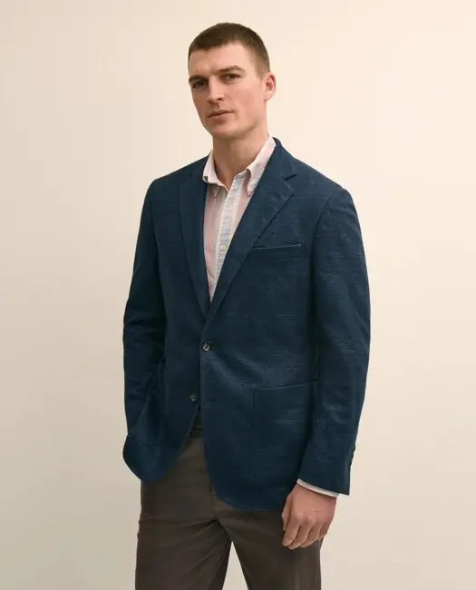 Brooks Brothers Classic Fit Linen-cotton Knit Sport Coat - Blue