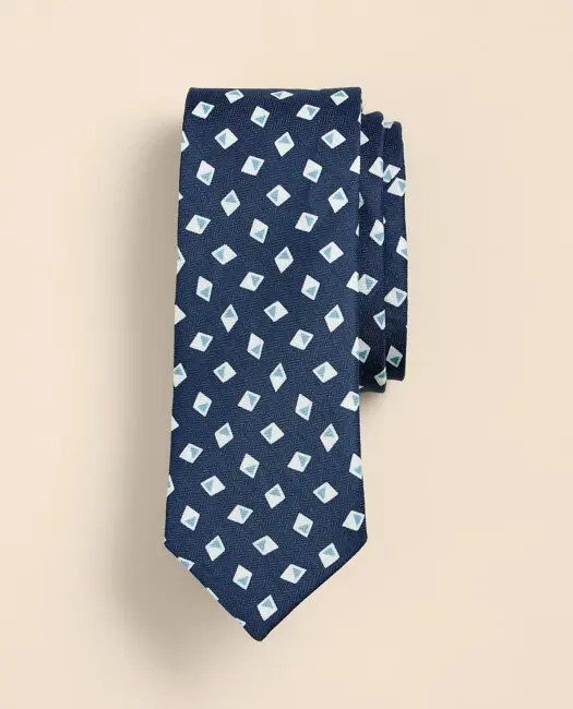 Brooks Brothers Silk-linen Diamond Neck Tie - Navy