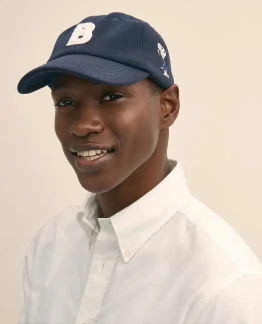 Brooks Brothers X Peanuts Cotton Graphic Snoopy French Terry Baseball Cap - Navy