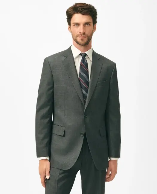 Brooks Brothers Classic Fit Wool Windowpane 1818 Suit - Charcoal