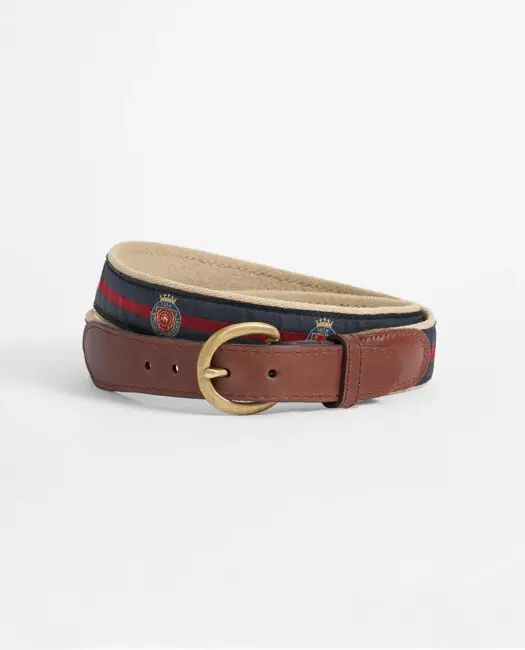 Brooks Brothers S Ribbon Overlay Crest Belt - Multicolor