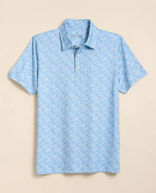 Brooks Brothers Performance Series Vintage Tropical Motif Polo Shirt - Blue