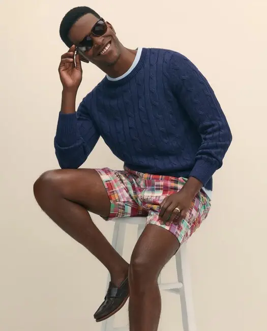 Brooks Brothers 7" Cotton Patchwork Madras Shorts - Multicolor