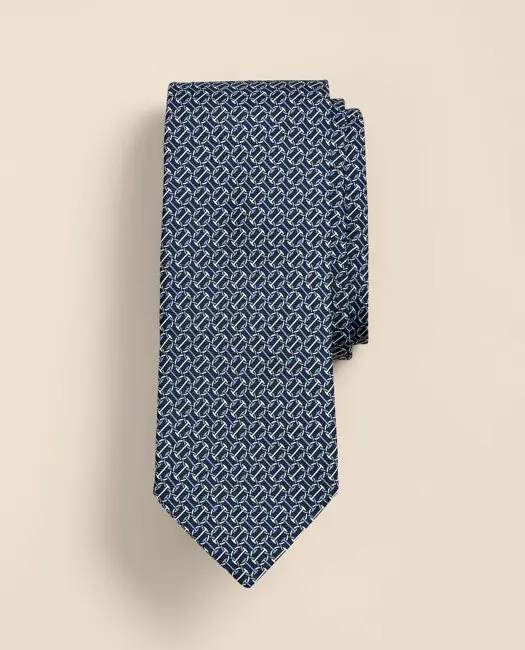 Brooks Brothers S Silk Circle Link Tie - Navy