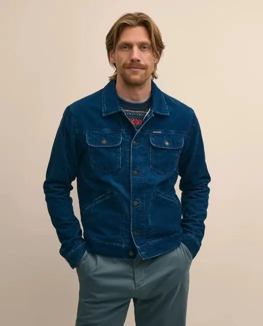 Brooks Brothers S Medium Wale Corduroy Trucker Jacket - Indigo