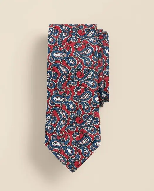 Brooks Brothers Linen Paisley Neck Ties - Red