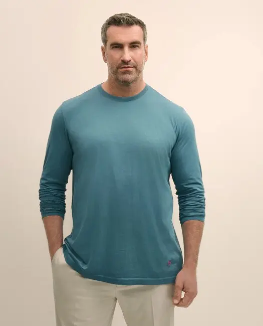 Brooks Brothers S Big & Tall Supima Cotton Long-sleeve Logo T-shirt - Blue